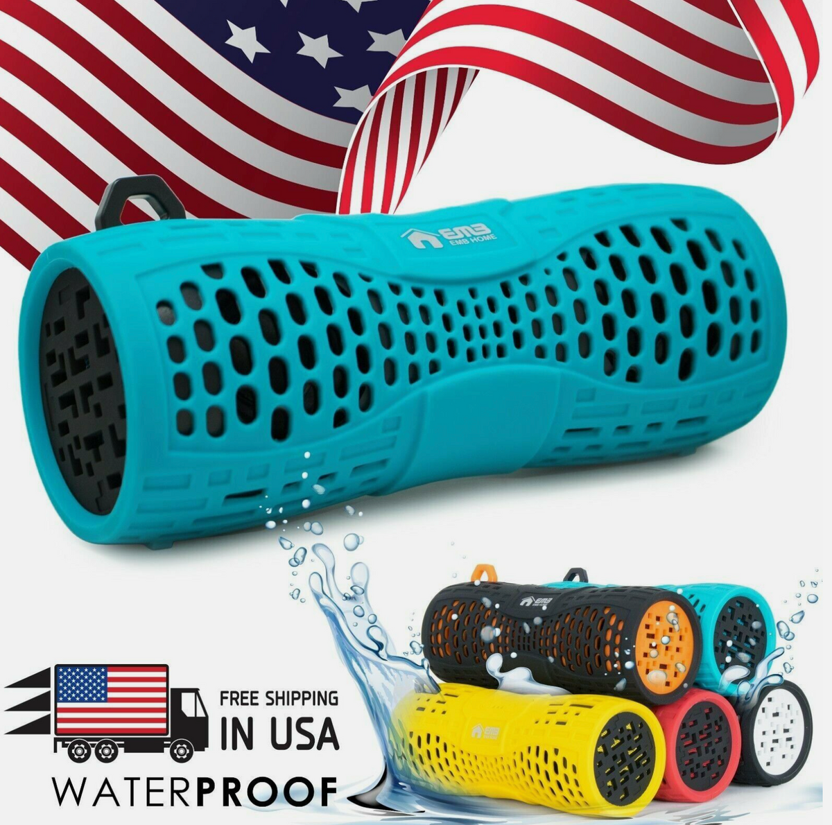 ES900BT BLUE Water Resistant Super Loud Portable Bluetooth Speaker ...