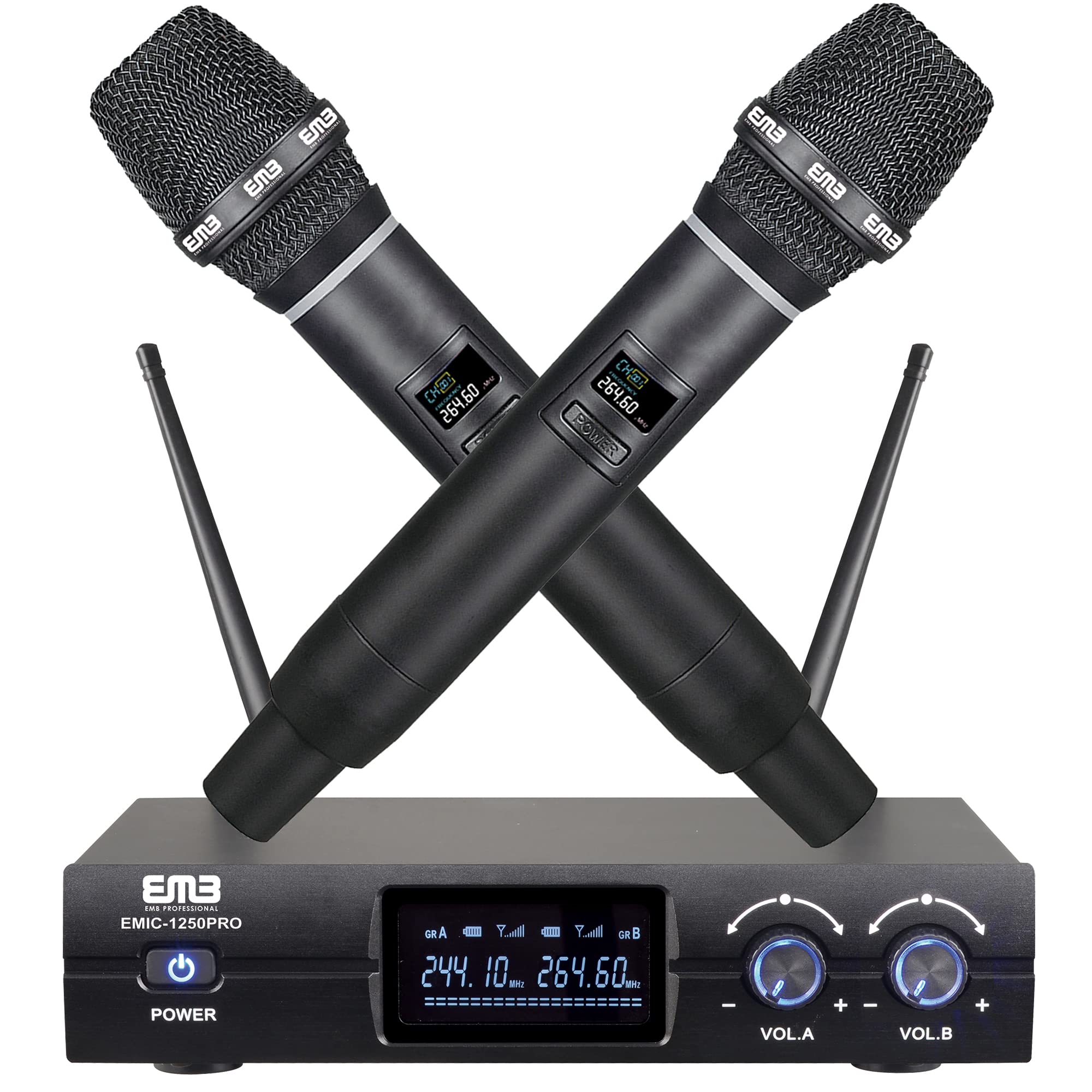 EMB EMIC1250PRO Dual VHF Wireless Handheld Microphone System – nsiaudio.com